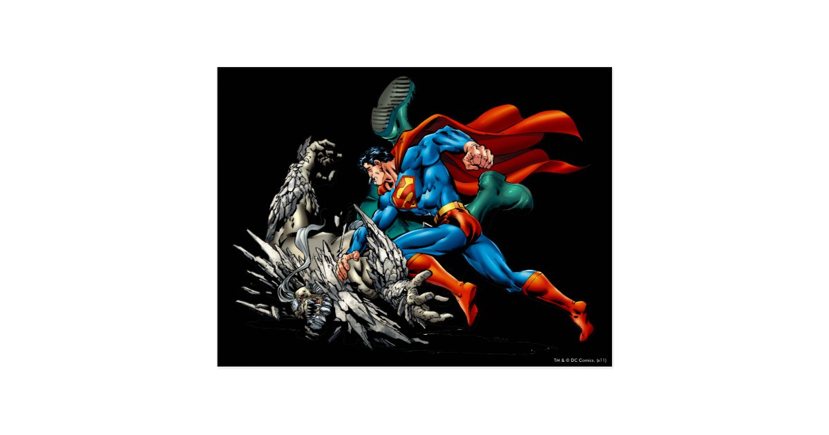 Superman Fights Monster Postcard | Zazzle.com