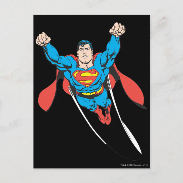 Superman Flies Forward Postcard | Zazzle