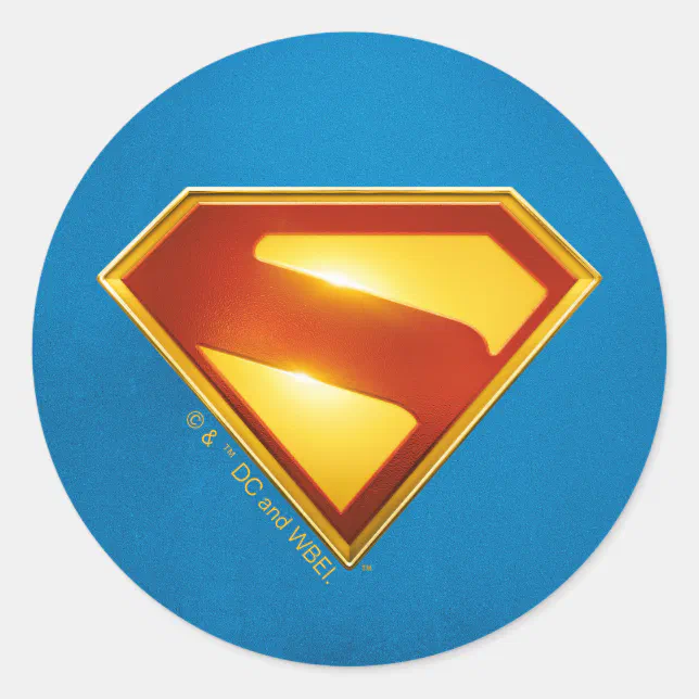 Superman Golden S Shield Brilliance Classic Round Sticker | Zazzle