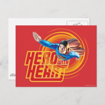 Superman Hero with Heart Postcard | Zazzle