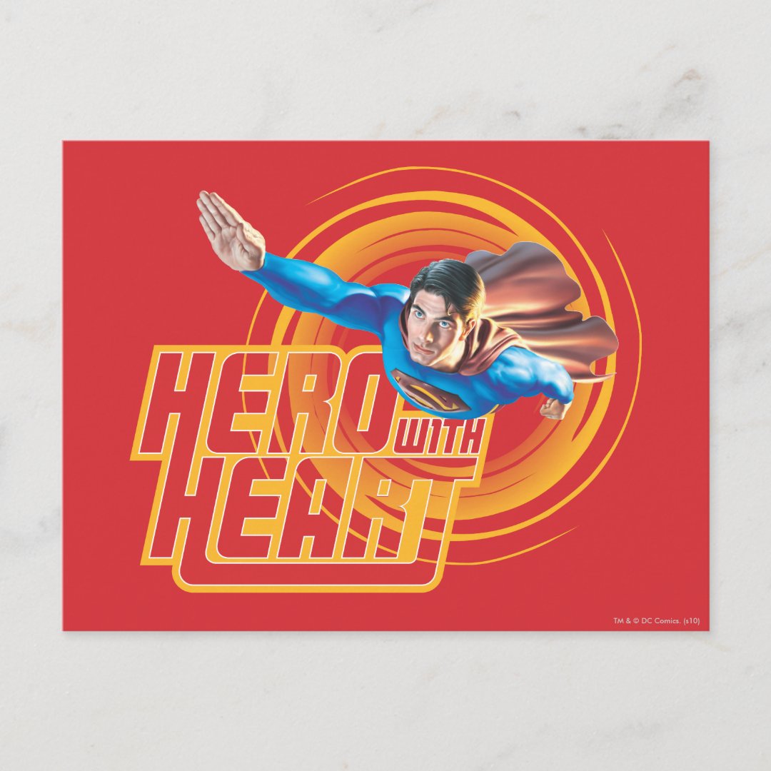 Superman Hero with Heart Postcard | Zazzle