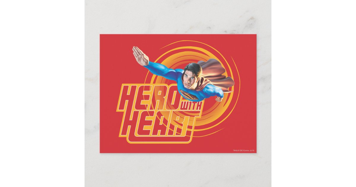 Superman Hero with Heart Postcard | Zazzle