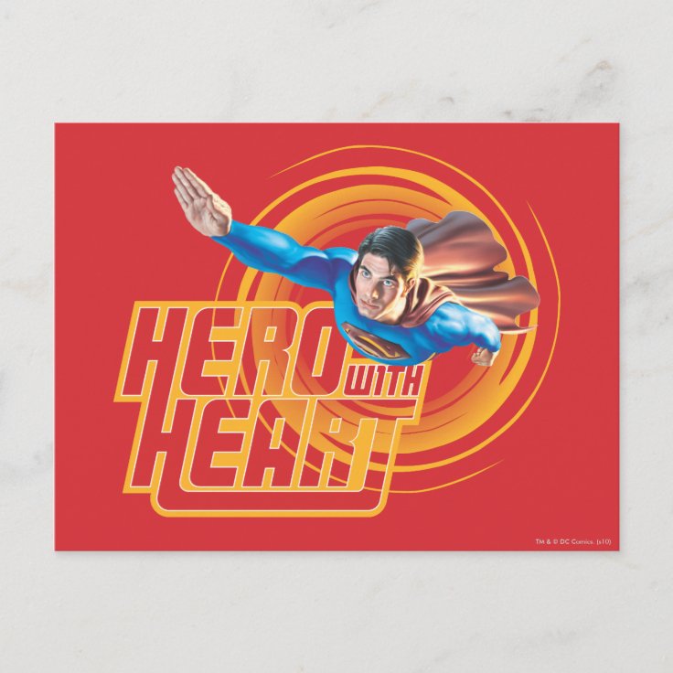 Superman Hero with Heart Postcard | Zazzle