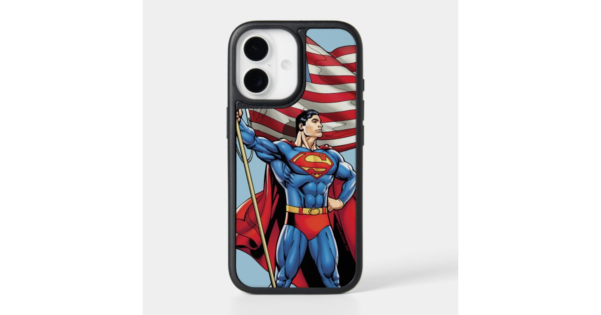 Superman Holding US Flag Otterbox iPhone Case | Zazzle
