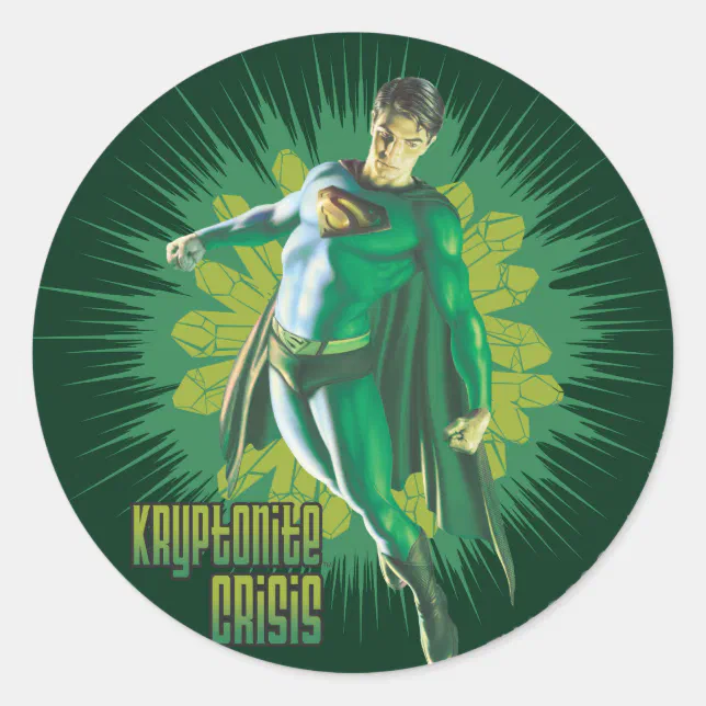 Superman Kryptonite Crisis Classic Round Sticker | Zazzle