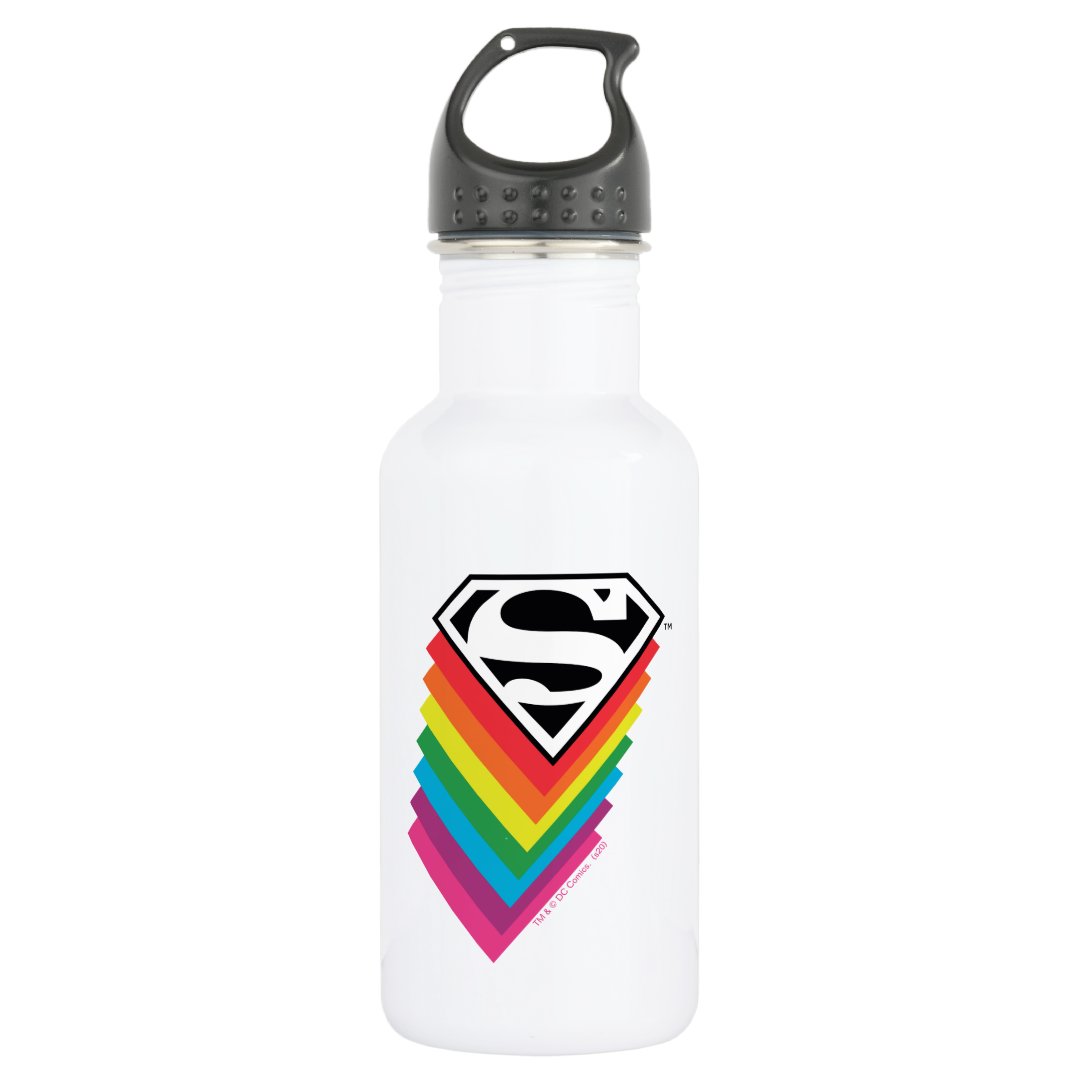Superman Layered Rainbow Logo Stainless Steel Water Bottle | Zazzle