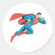 Superman Leaps Right Classic Round Sticker | Zazzle