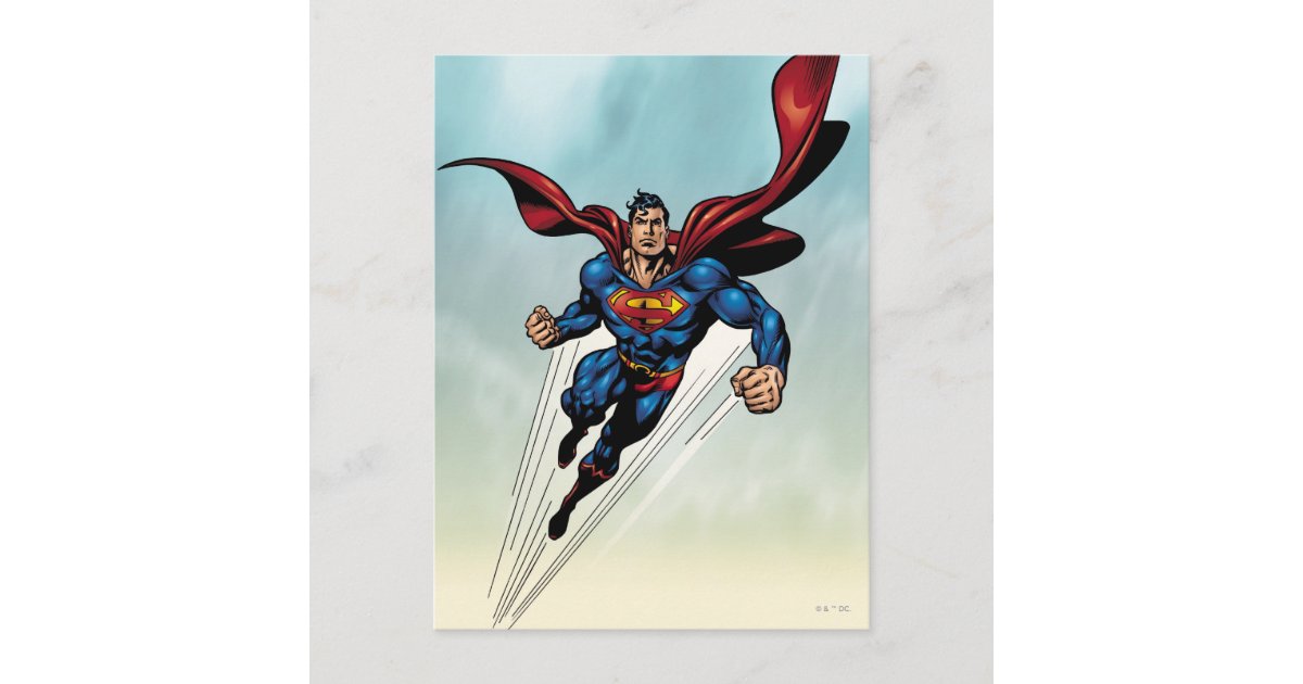 Superman leaps upward postcard | Zazzle