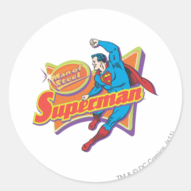 Superman - Man of Steel Classic Round Sticker | Zazzle