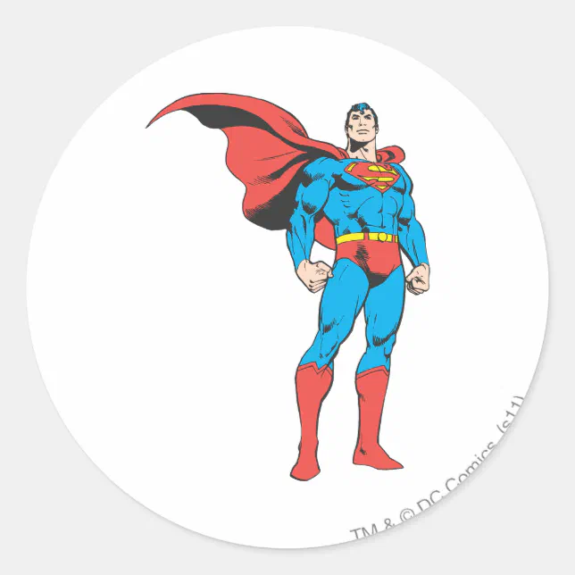 Superman Posing 3 Classic Round Sticker | Zazzle