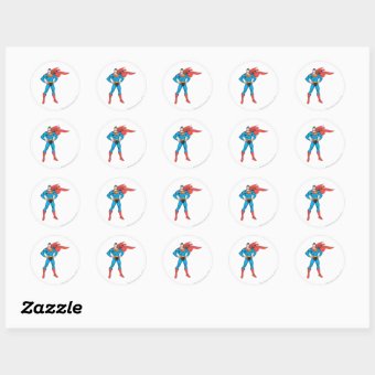 Superman Posing Classic Round Sticker | Zazzle