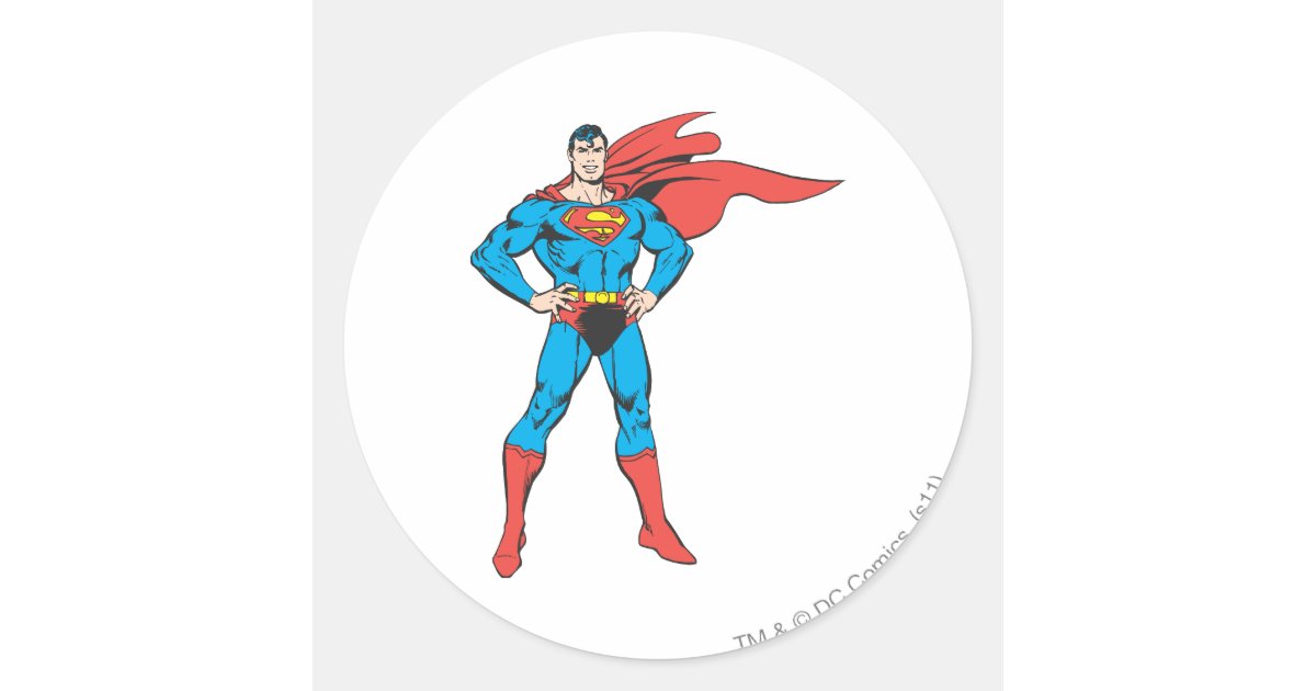 Superman Posing Classic Round Sticker | Zazzle