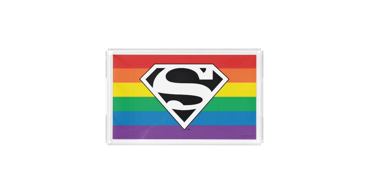 Superman Rainbow Logo Acrylic Tray | Zazzle