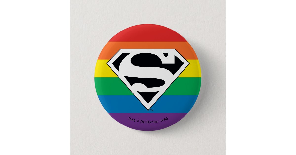 Superman Rainbow Logo Button | Zazzle