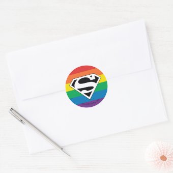 Superman Rainbow Logo Classic Round Sticker | Zazzle