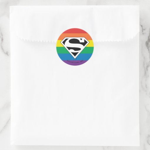 Superman Rainbow Logo Classic Round Sticker | Zazzle