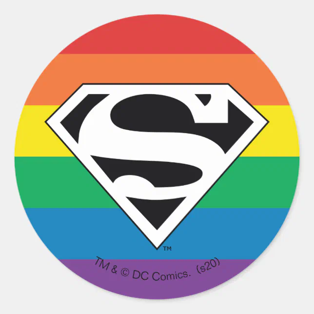 Superman Rainbow Logo Classic Round Sticker | Zazzle
