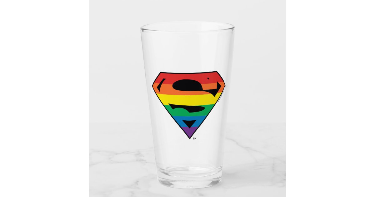Superman Rainbow Logo Glass | Zazzle