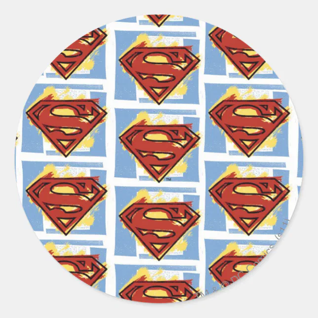 Superman Red and Blue Pattern Classic Round Sticker | Zazzle
