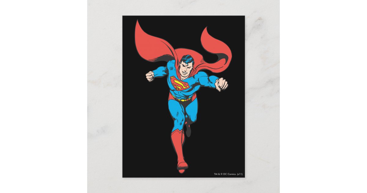 Superman Runs Forward 2 Postcard | Zazzle