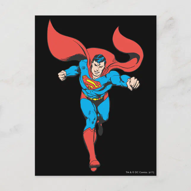 Superman Runs Forward 2 Postcard | Zazzle