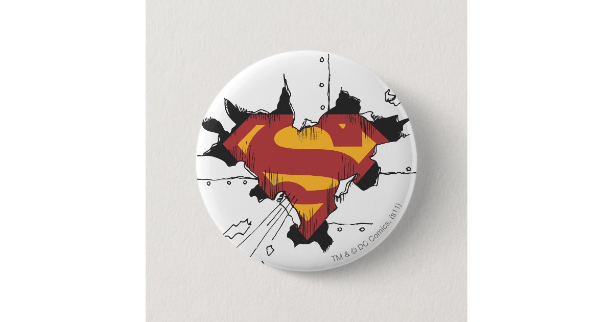 Superman S-Shield | Broken Metal Logo Button | Zazzle