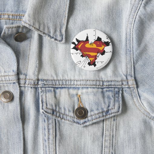 Superman S-Shield | Broken Metal Logo Button | Zazzle