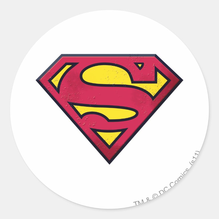 Superman S-Shield | Dirt Logo Classic Round Sticker | Zazzle