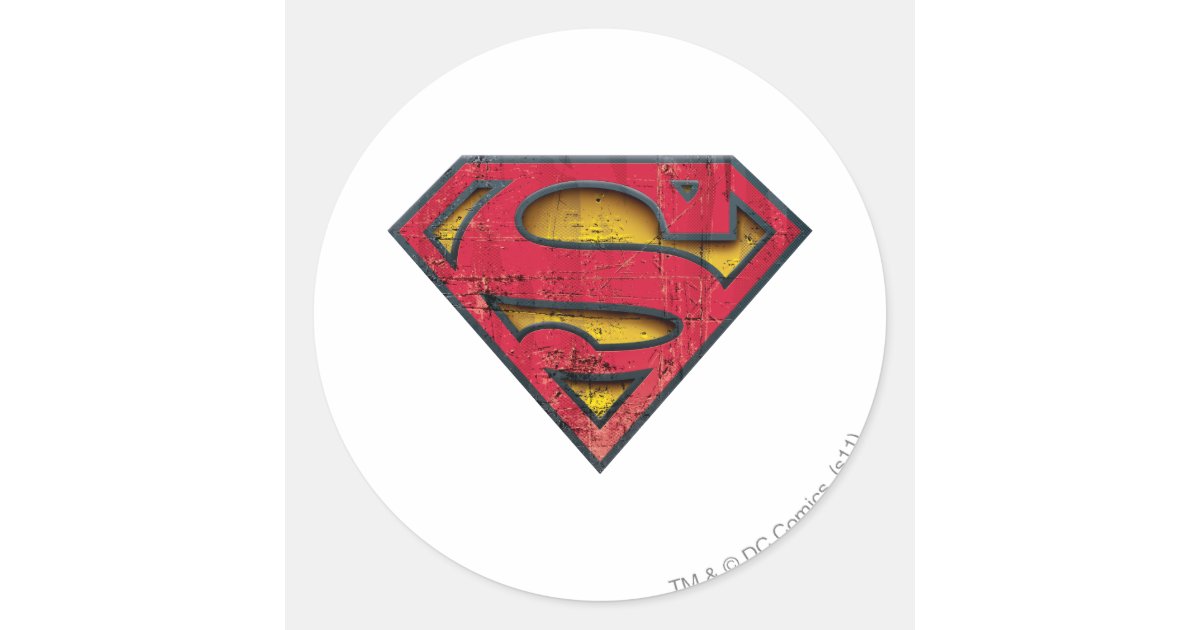 Superman S-Shield | Distressed Logo Classic Round Sticker | Zazzle