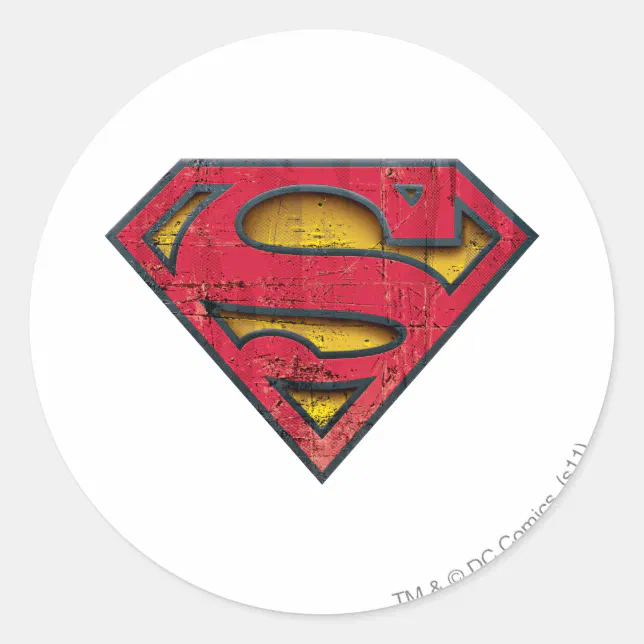 Superman S-Shield | Distressed Logo Classic Round Sticker | Zazzle