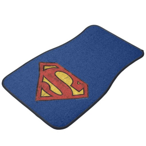 Superman S-Shield | Grunge Black Outline Logo Car Floor Mat | Zazzle