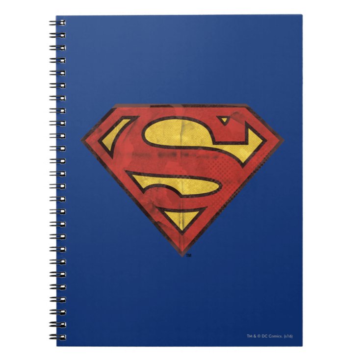 Superman S-Shield | Grunge Black Outline Logo Notebook | Zazzle