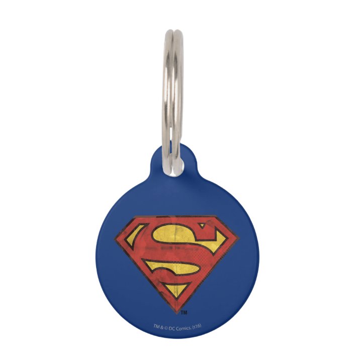 Superman S-Shield | Grunge Black Outline Logo Pet Tag | Zazzle.com