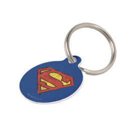 Superman S-Shield | Grunge Black Outline Logo Pet Tag | Zazzle