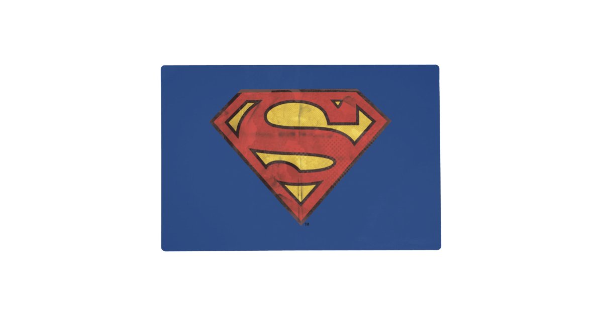 Superman S-Shield | Grunge Black Outline Logo Placemat | Zazzle