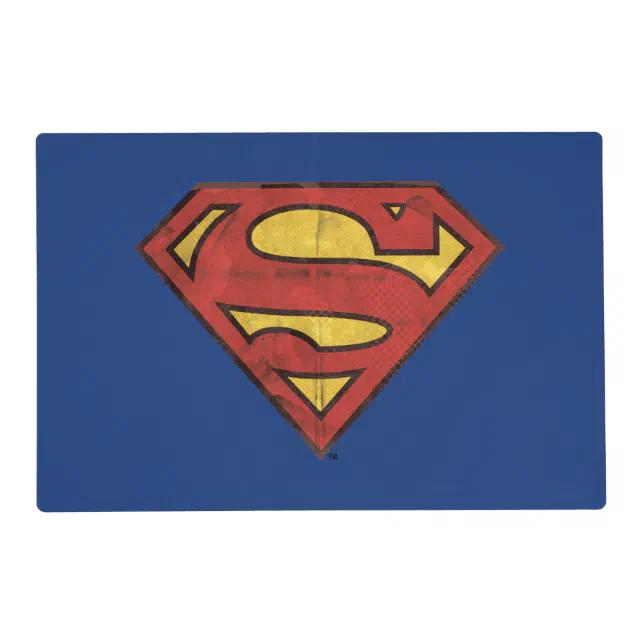 Superman S-Shield | Grunge Black Outline Logo Placemat | Zazzle