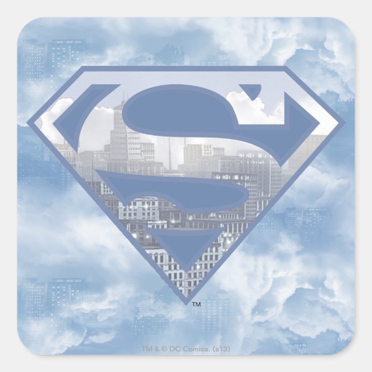 Superman S-Shield | Light Blue City Logo Square Sticker | Zazzle