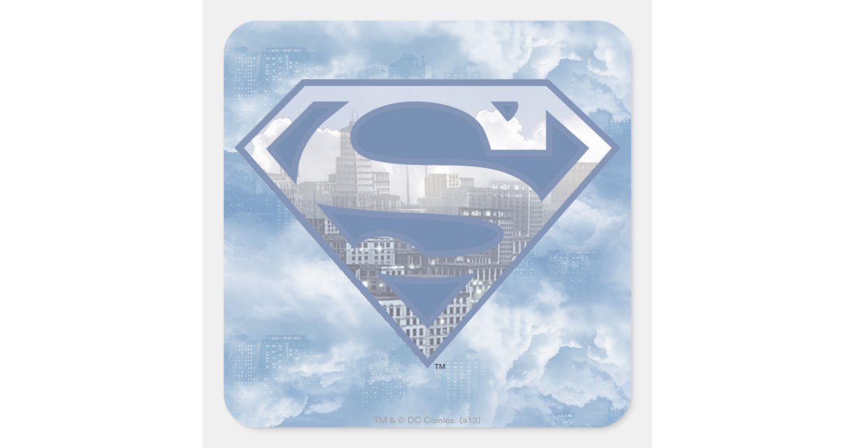 Superman S-Shield | Light Blue City Logo Square Sticker | Zazzle