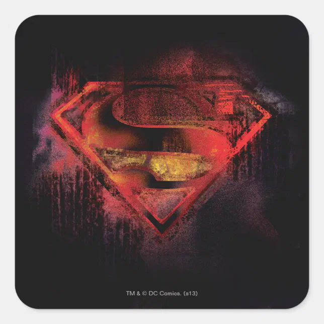 Superman S-Shield | Painted Logo Square Sticker | Zazzle