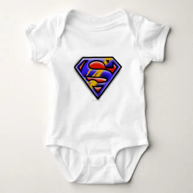 Superman S-Shield | Purple Airbrush Logo Baby Bodysuit | Zazzle
