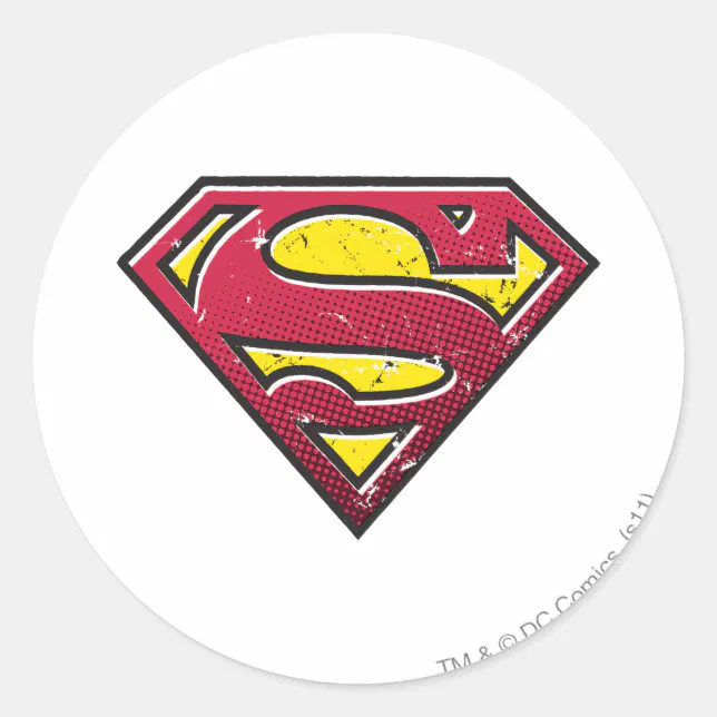 Superman S-Shield | Scratches Logo Classic Round Sticker | Zazzle
