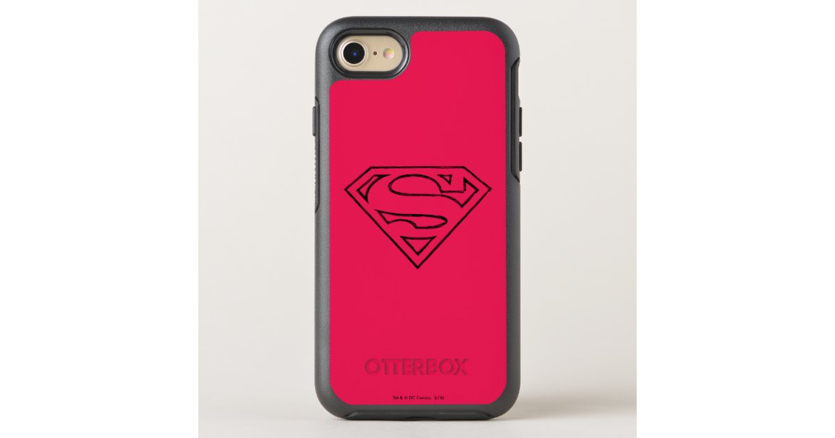 Superman S-Shield | Simple Black Outline Logo Otterbox iPhone Case | Zazzle