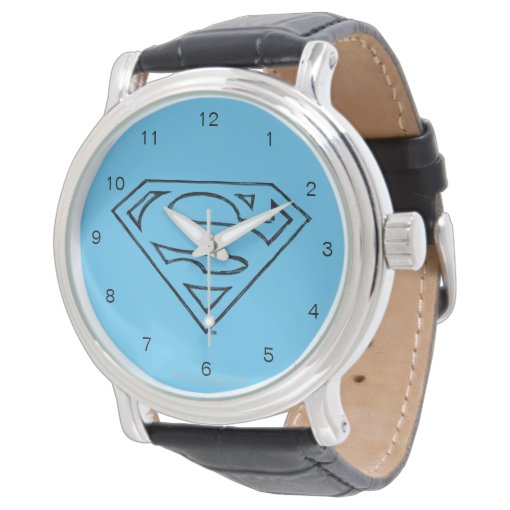Superman S-Shield | Simple Black Outline Logo Watch | Zazzle