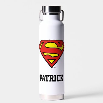 Superman S-Shield | Superman Logo | Add Your Name Water Bottle | Zazzle