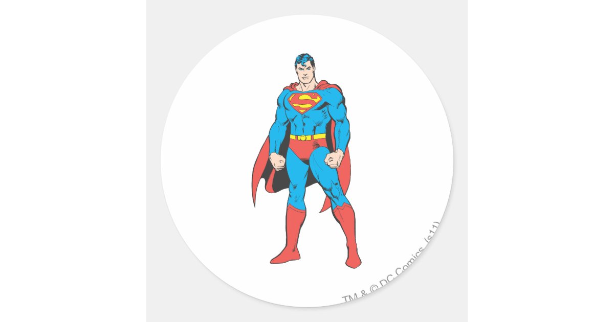 Superman Standing Classic Round Sticker | Zazzle