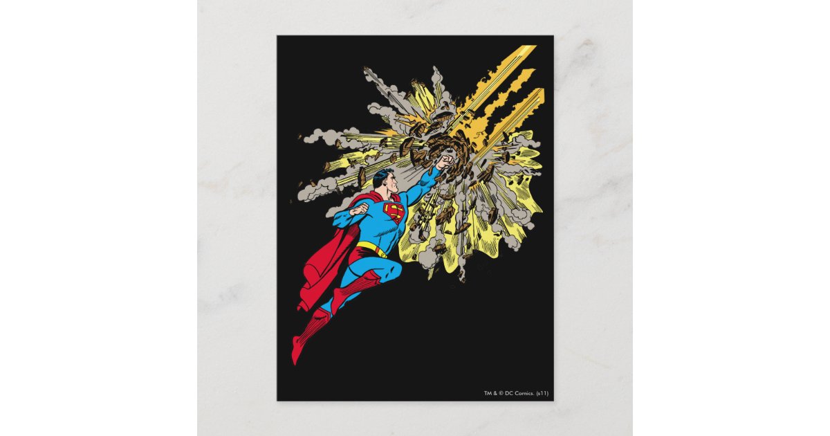 Superman Stops a meteor Postcard | Zazzle