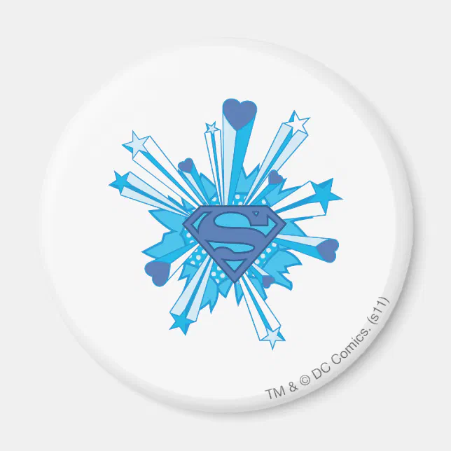 Superman Stylized | Blue Shield Hearts Logo Magnet | Zazzle