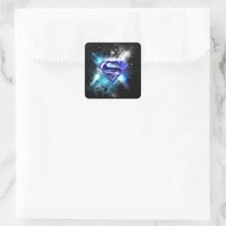 Superman Stylized | Blue White Crystal Logo Square Sticker | Zazzle