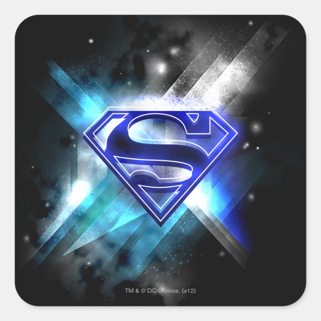 Superman Stylized | Blue White Crystal Logo Square Sticker | Zazzle