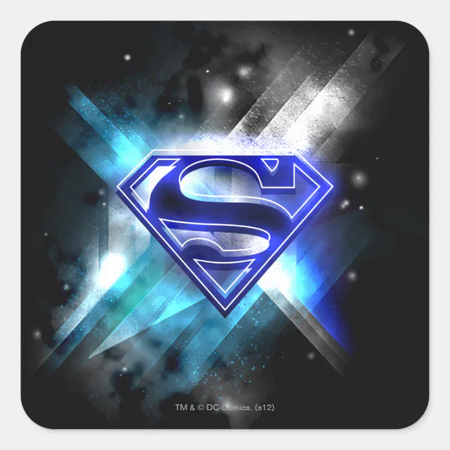 Superman Stylized | Blue White Crystal Logo Square Sticker | Zazzle